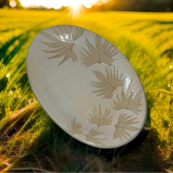 Dining | Kaleidoscope Pottery Sycamore Leaf Imprint 75 Oval Plate ...